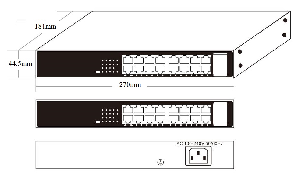 10M/250m transmission gigabit uplink 18-port PoE switch-PoE Switch